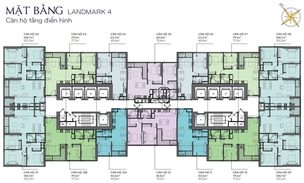 Mặt bằng tòa Landmark 4 - Vinhomes Central Park