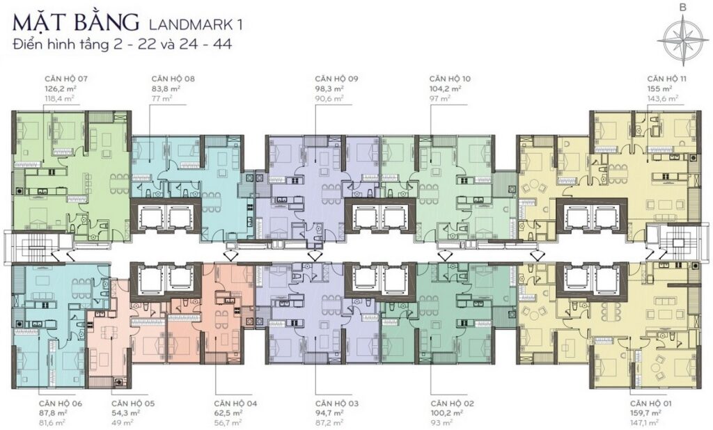 Mặt bằng tòa Landmark 1 - Vinhomes Central Park